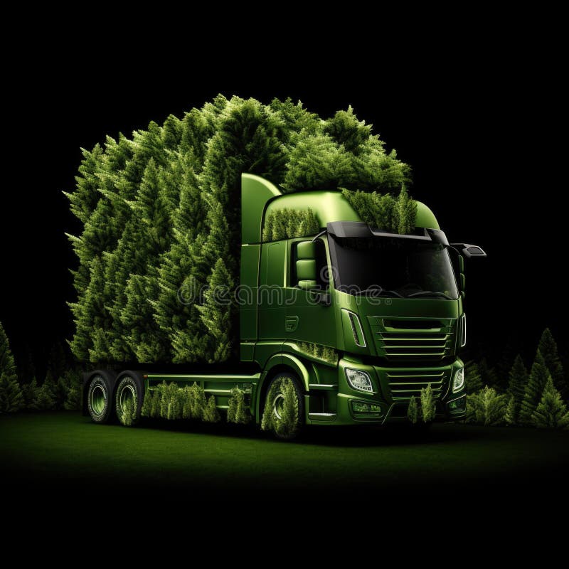 Green Truck Eco Logistic Concept. Stock Illustration - Illustration of ...
