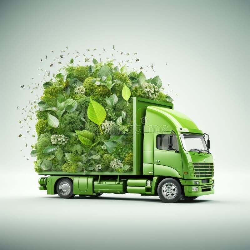 Green Truck Eco Logistic Concept. Stock Illustration - Illustration of ...
