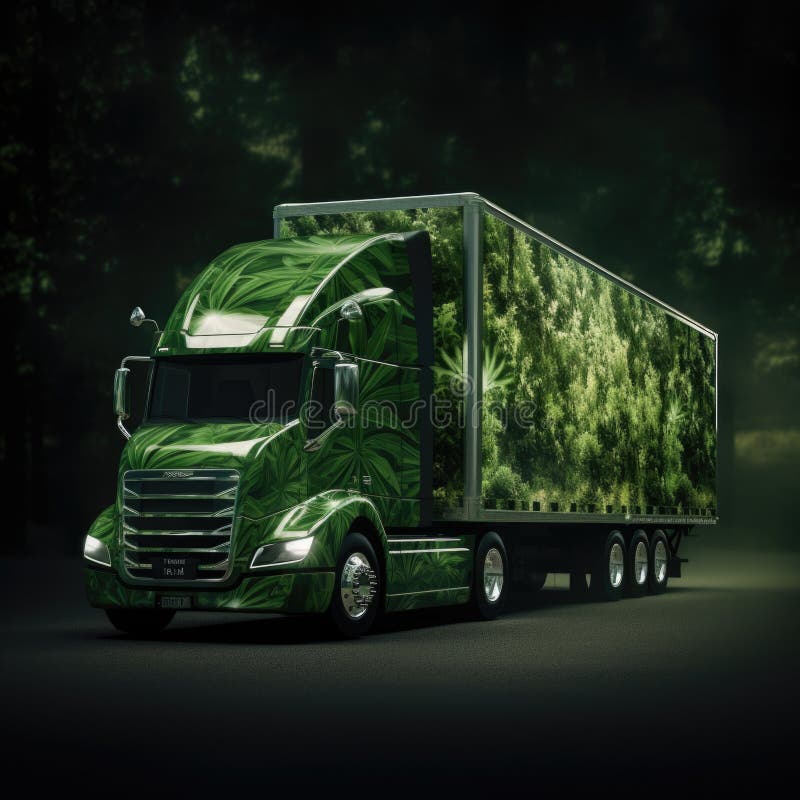 Green Truck Eco Logistic Concept. Stock Illustration - Illustration of ...