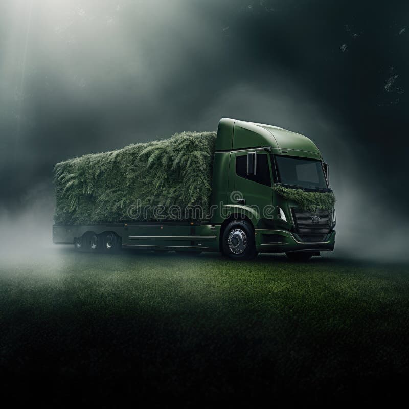 Green Truck Eco Logistic Concept. Stock Illustration - Illustration of ...