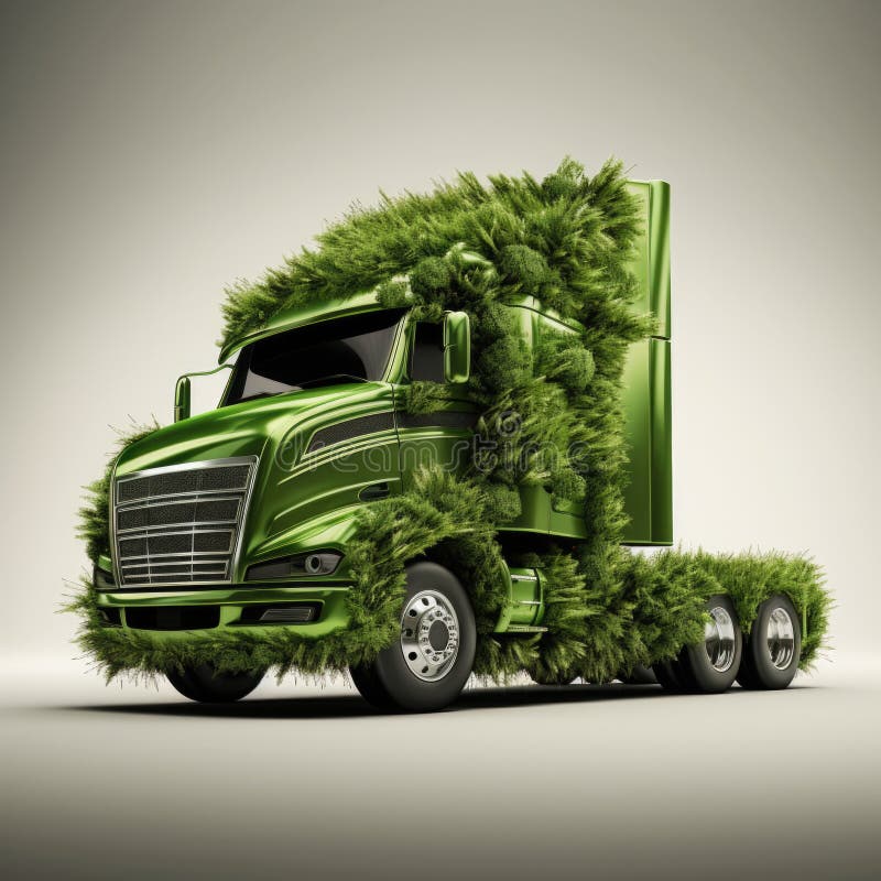 Green Truck Eco Logistic Concept. Stock Illustration - Illustration of ...