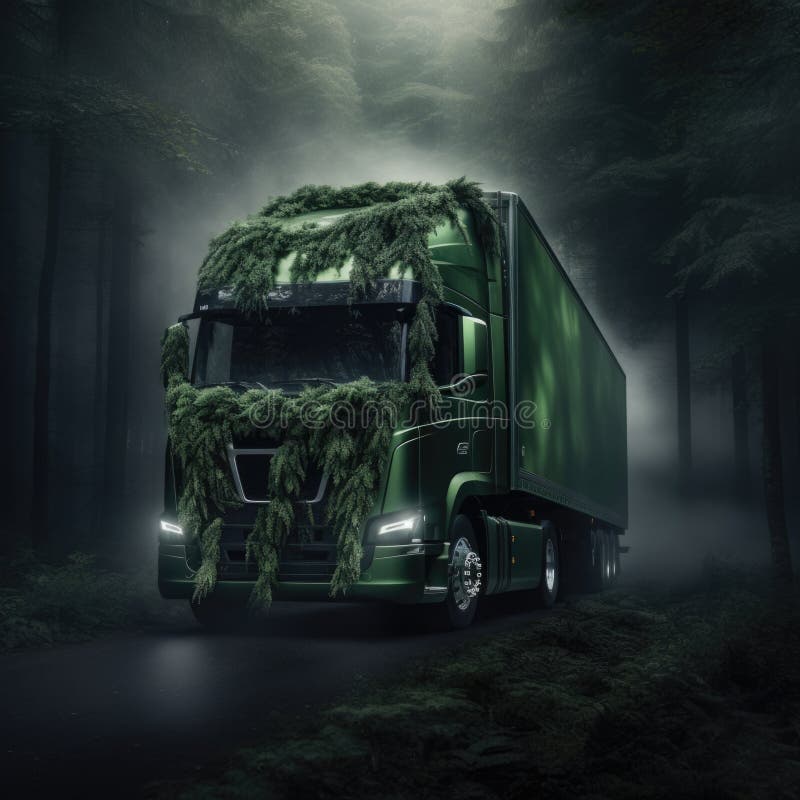 Green Truck Eco Logistic Concept. Stock Illustration - Illustration of ...