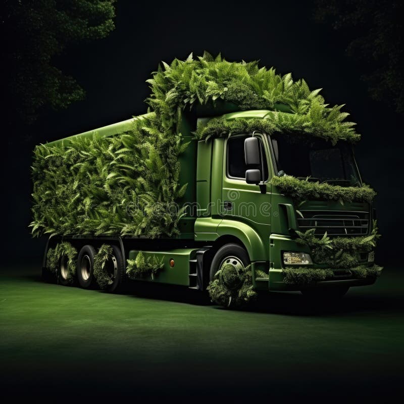 Green Truck Eco Logistic Concept. Stock Illustration - Illustration of ...