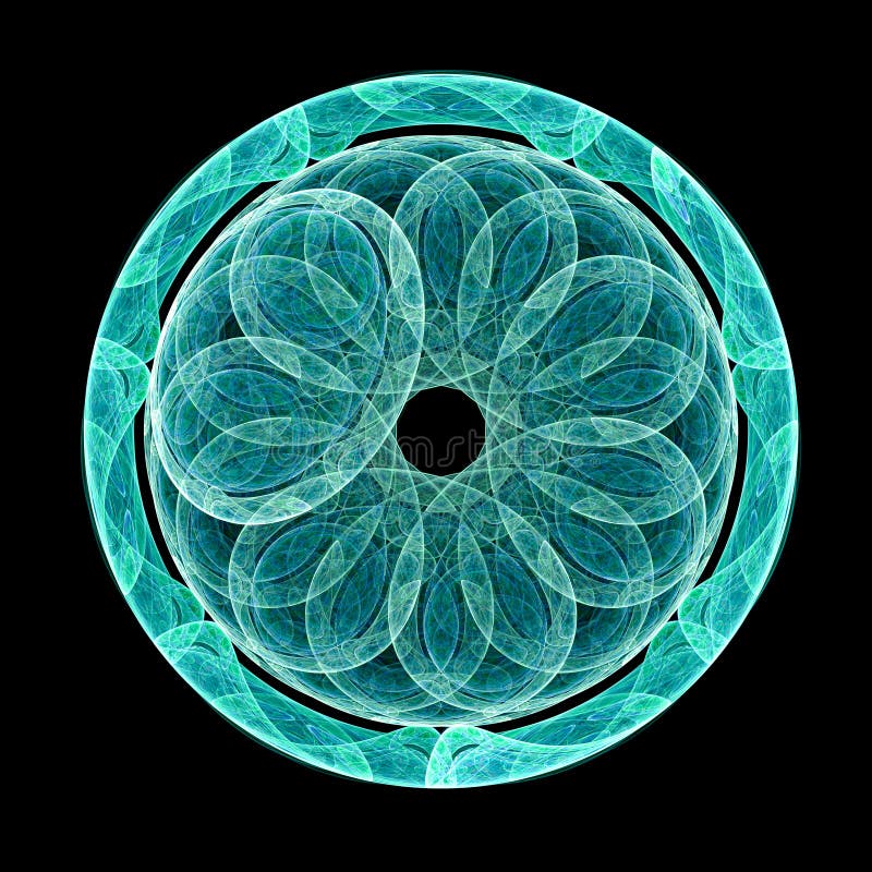 A Green or Turquoise Abstract Flower with Many Petals is Inscribed in a ...