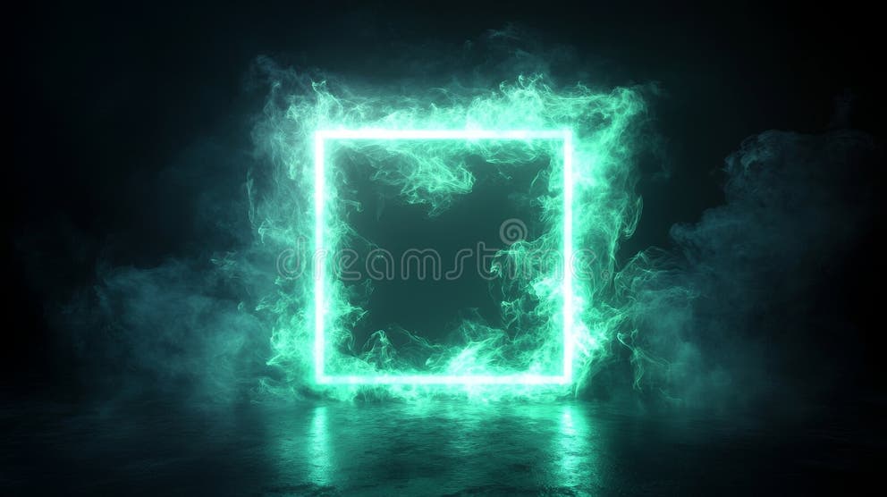 A Green and Turquoise Neon Light is Combined with a Cloud Formation. a ...