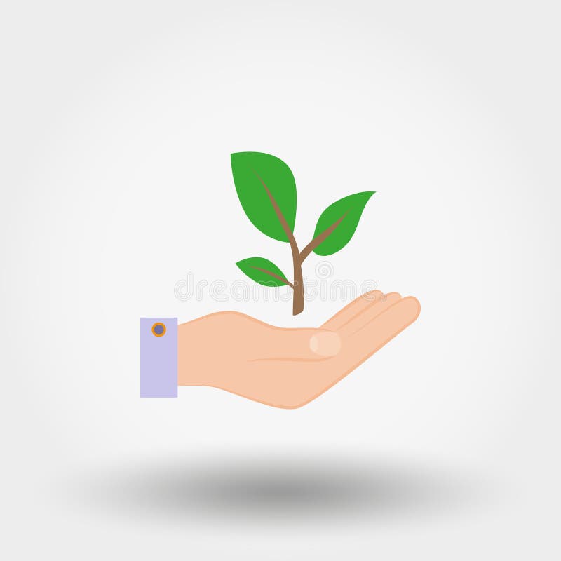 Green Twig in a Hand. Sign of Environmental Protection Stock ...