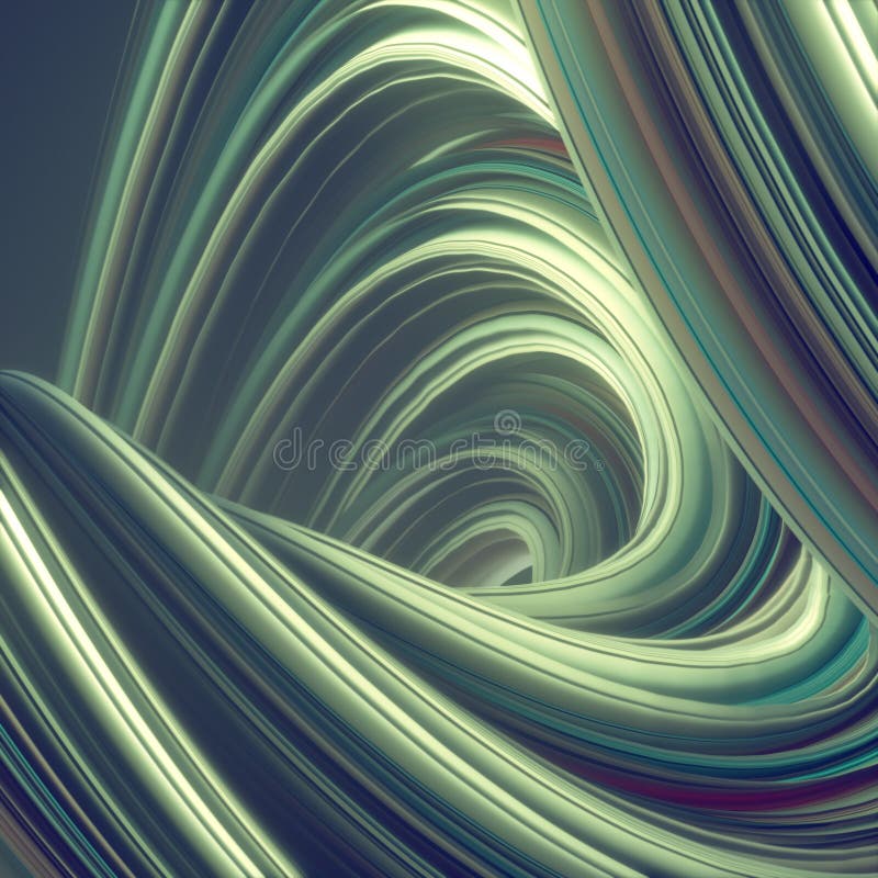 Green Twisted Shape. Computer Generated Abstract Geometric 3D Render ...