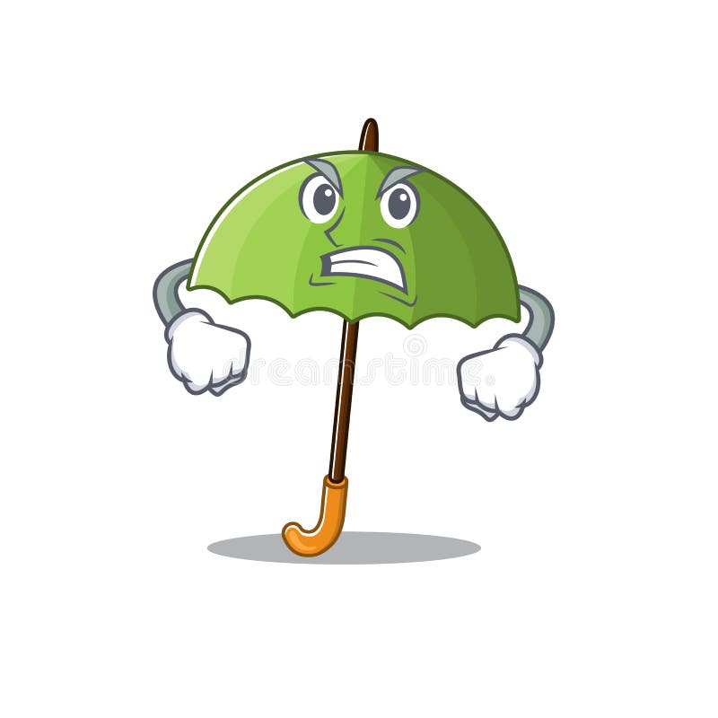 Green Umbrella Cartoon Character Design with Angry Face Stock Vector ...