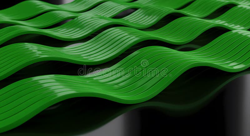 Green Wave Lines on Black Background Stock Illustration - Illustration ...