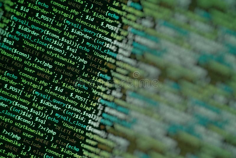 Green Unique Background Programming Language On Laptop Computer Screen