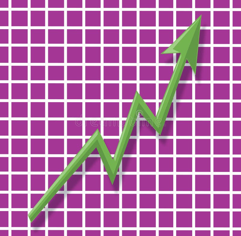 Green up arrow and chart stock illustration. Illustration of outperform ...