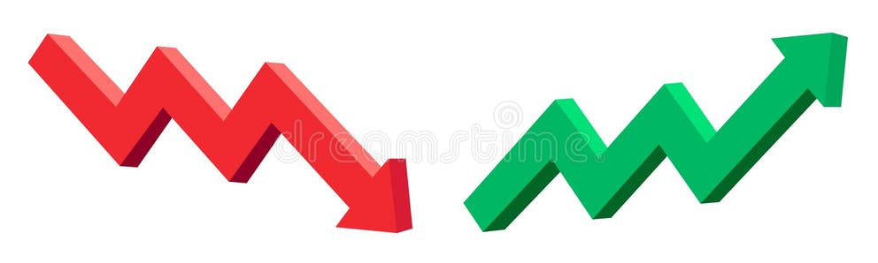 Green Up and Red Down 3d Arrow Graph Showing Rising and Descending ...