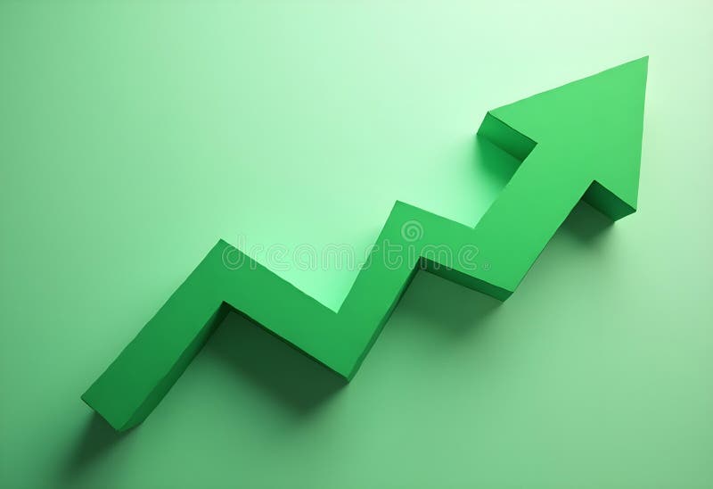 Green Upward Arrow Graph Symbolizing Rising Trend, Representing Growth ...