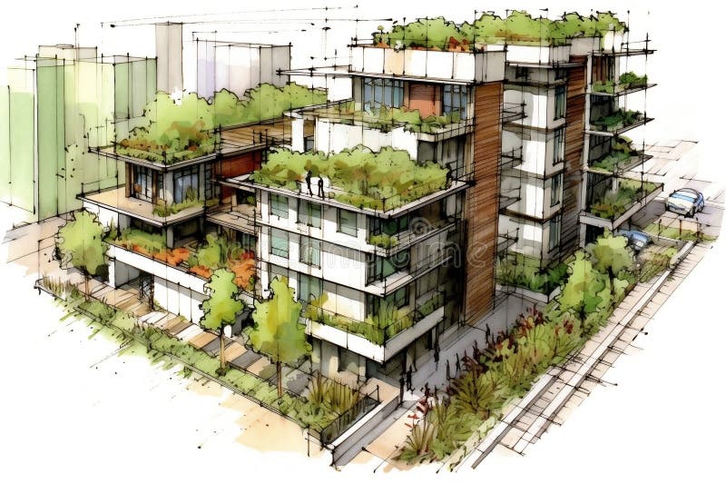 Green Urban Project Planning: a Conceptual Sketch. Generative Ai Stock ...