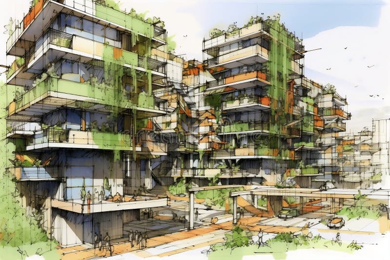 Green Urban Project Planning: a Conceptual Sketch. Generative Ai Stock ...