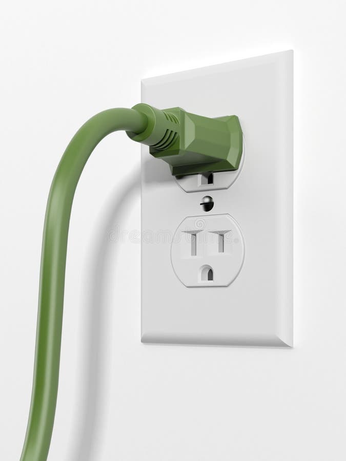 Green Us Style Plug with Socket Stock Illustration - Illustration of ...