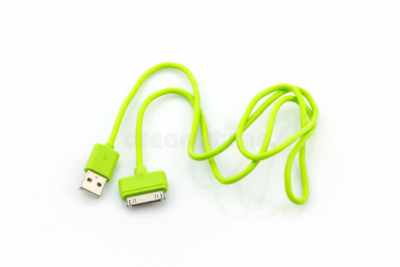 Green USB Cable for Smartphone. Stock Photo - Image of electricity ...