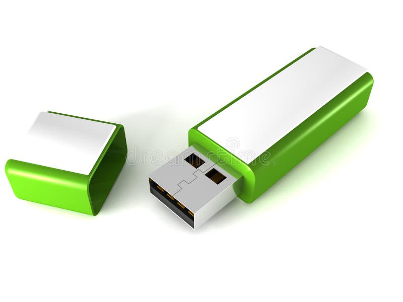 Green Usb Flash Drive Memory Stick Stock Illustration - Illustration of ...