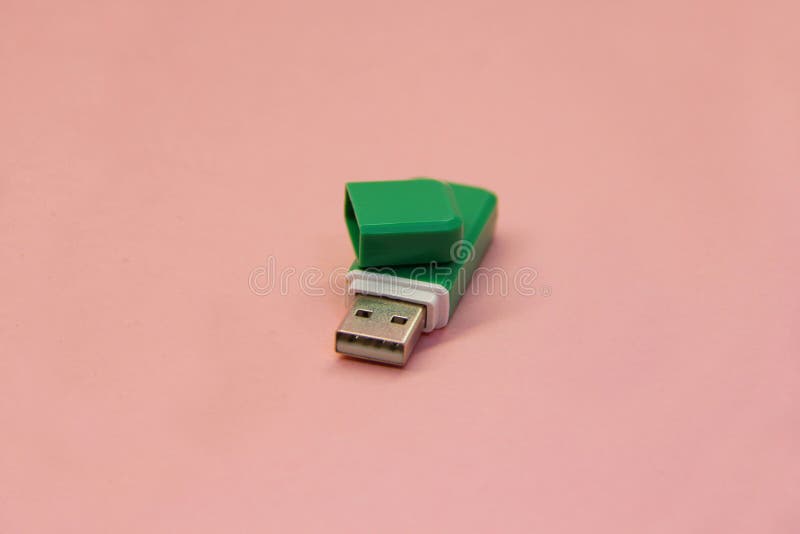 Green USB Flash Drive with Open Lid on a Light Background Stock Image ...