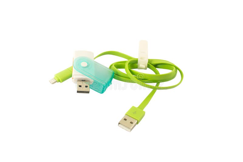 Green USB and flash drives stock photo. Image of cable - 76550092