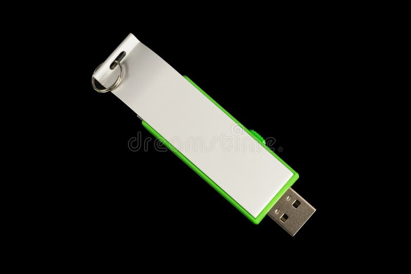 Green USB Metal Flash Drive on Black Background Stock Image - Image of ...