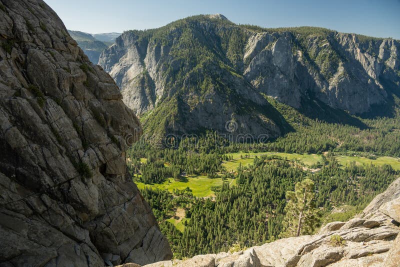 Green Valley Below Yosemite Falls Overlook Stock Photo - Image of green ...