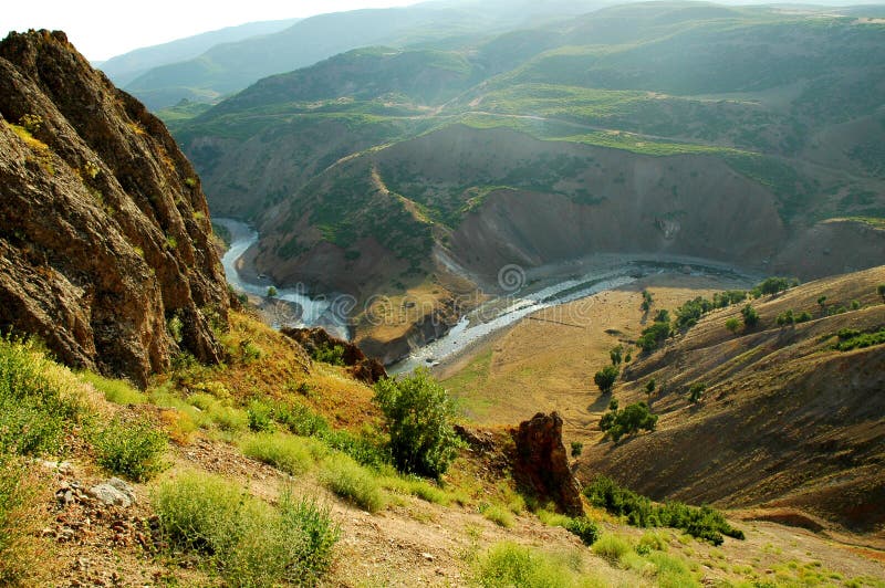 Green Valley with a River, Turkey Stock Image - Image of grass ...