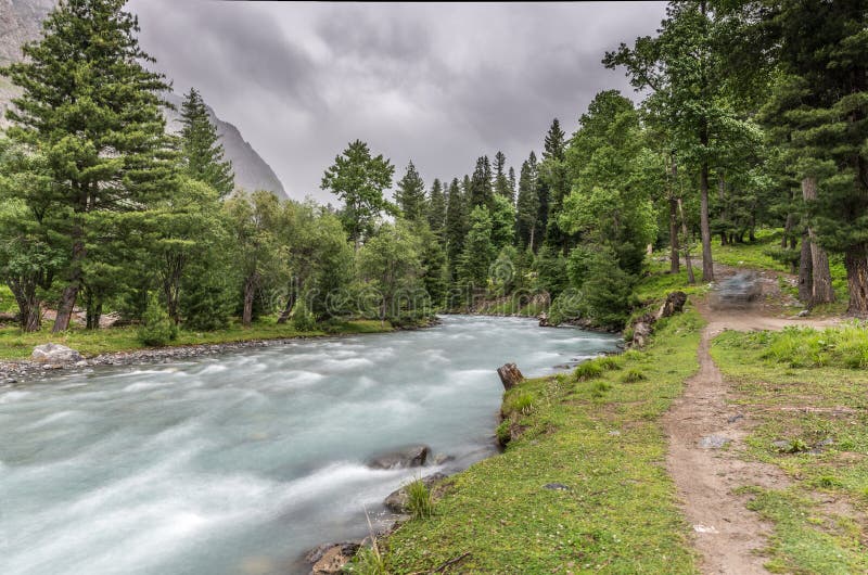 Green Valley View with Fresh Water and Trees Stock Photo - Image of ...