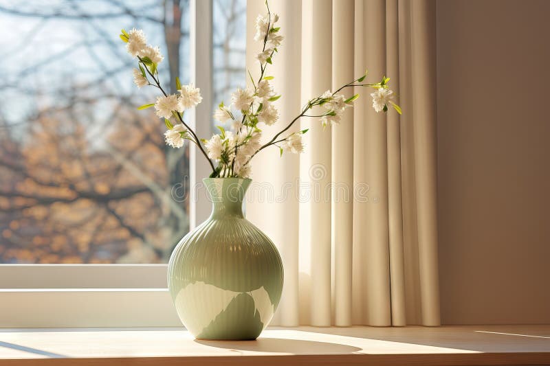 Green Vase Has a Tree in the Style of Realistic Generative AI Stock ...