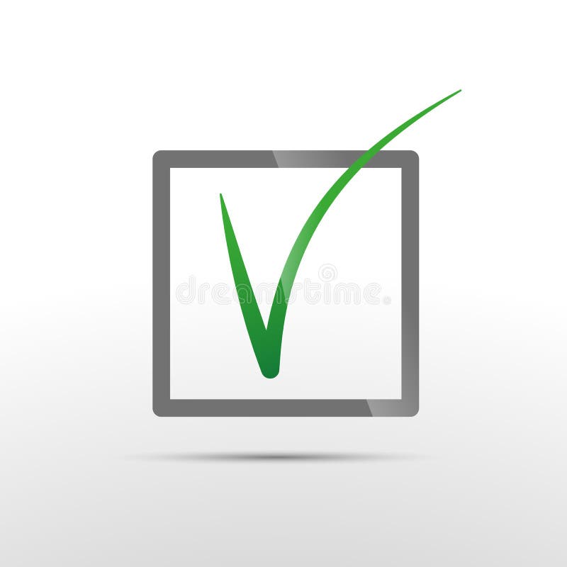 Green Vector Check Mark in Box Conceptual Icon of Stock Vector ...