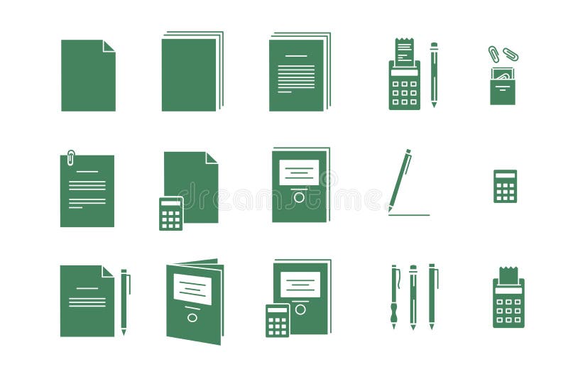 Green Vector Icons for Computer Paper Office Stock Vector ...