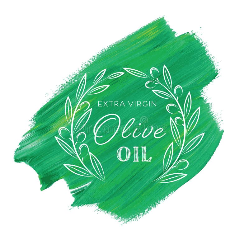 Green Vector Olive Oil Label with Branches Stock Vector - Illustration ...