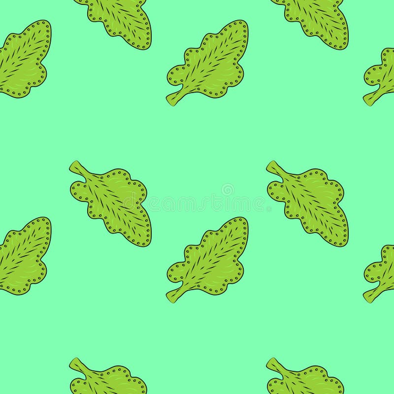Green Vector Seamless Pattern Background. Art Continuous Leaf ...
