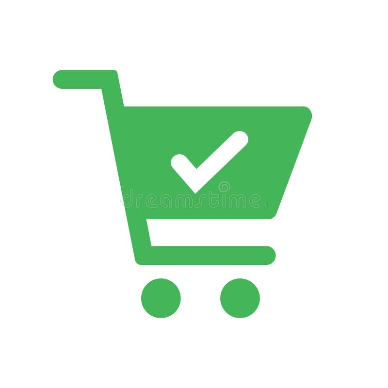 Green Vector Shopping Cart and Check Mark Icon Stock Vector ...