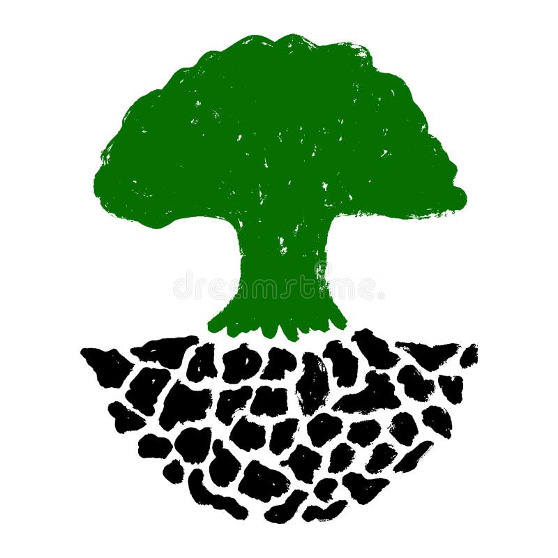 Green Vector Tree and Roots. Vector Illustration Stock Vector ...