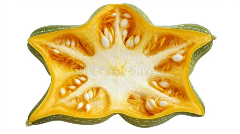 A Green Vegetable with a Star Shape and Yellow Seeds Stock Illustration ...