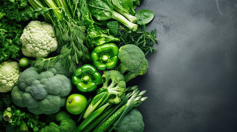 Green Vegetables and Herbs Assortment AI Generated Image Stock ...