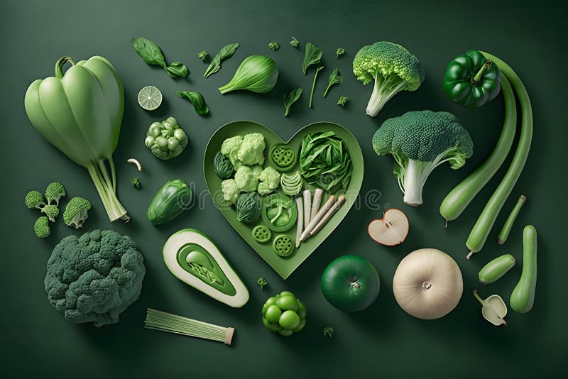 Green Vegetables in the Shape of a Heart. Vegan Concept Stock ...