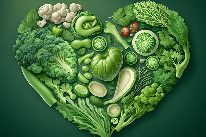 Green Vegetables in the Shape of a Heart. Vegan Concept Stock ...