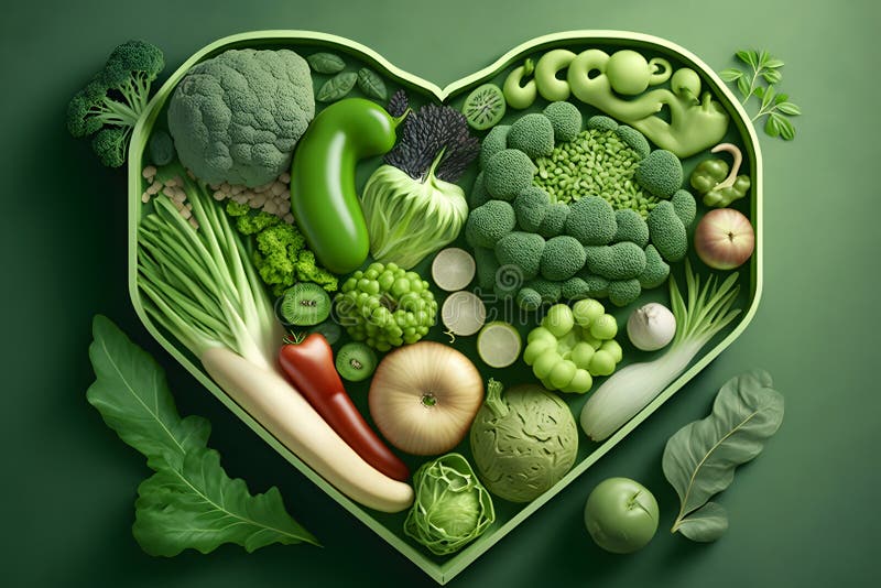 Green Vegetables in the Shape of a Heart. Vegan Concept Stock ...