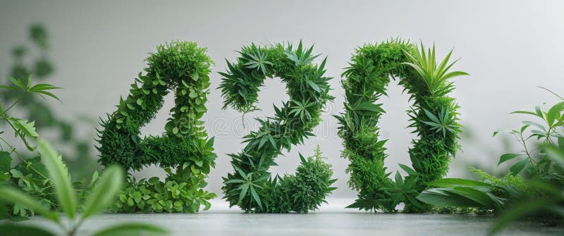 Green Vegetation Arranged To Form the Numeric Expression Four Two Zero ...