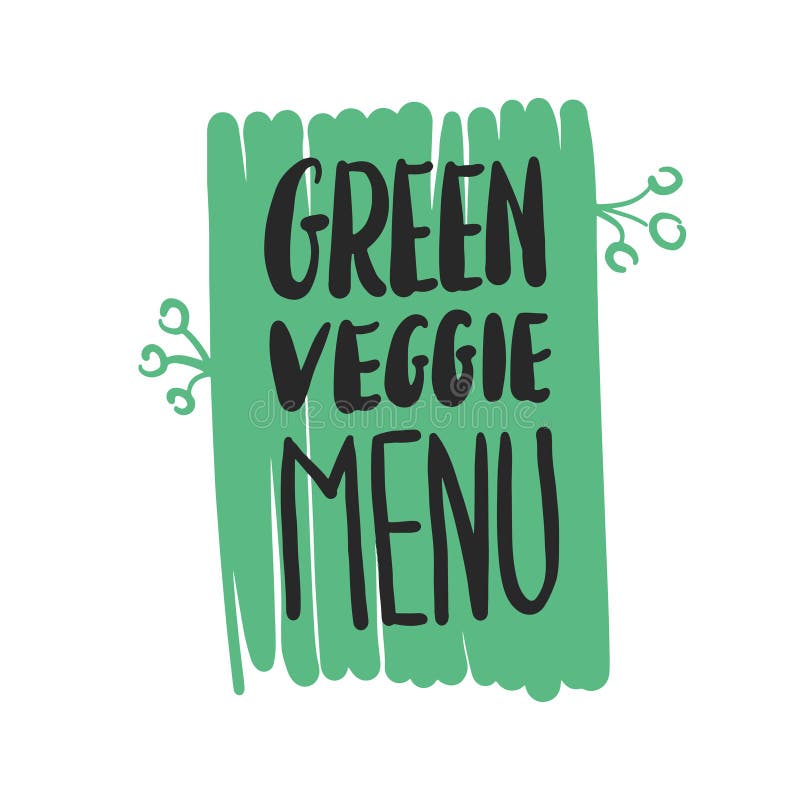 Green Veggie Menu Hand Written Inscription Stock Vector - Illustration ...