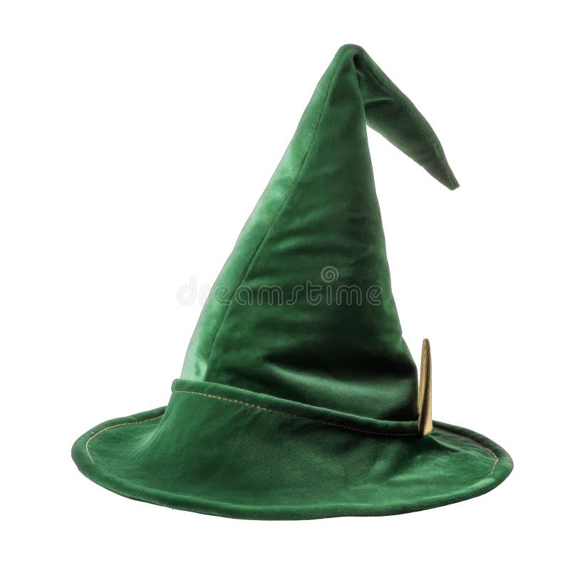 Green Velvet Wizard Hat with Gold Trim Stock Image - Illustration of ...