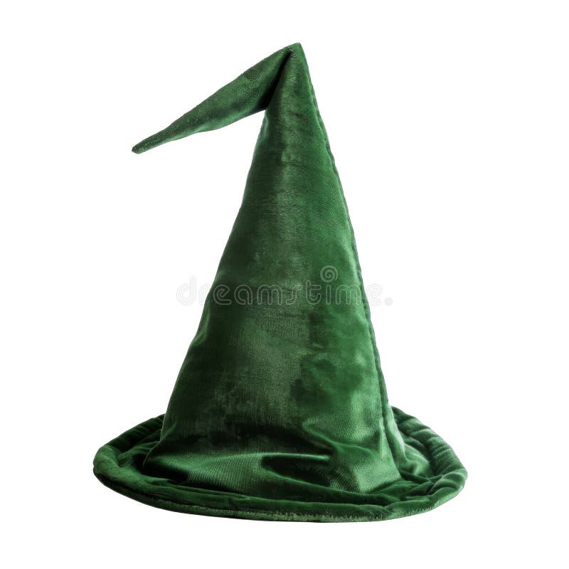 Green Velvet Wizard Hat Isolated on White Background Stock Photo ...