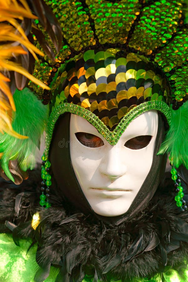 Green Venice Mask, Carnival. Editorial Stock Photo - Image of festival ...