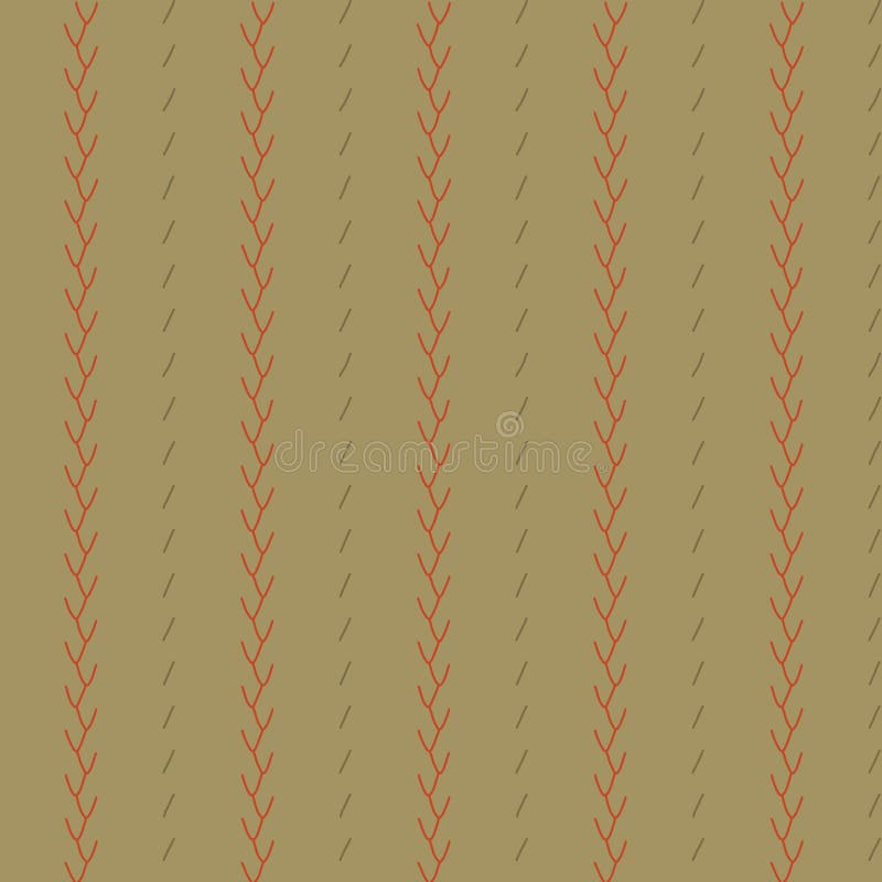 Green Vertical Striped Seamless Pattern with Hand Drawn Red Stitches ...