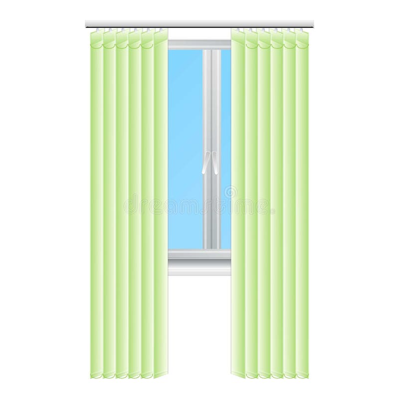 Green Vertical Window Blind Icon, Cartoon Style Stock Vector ...