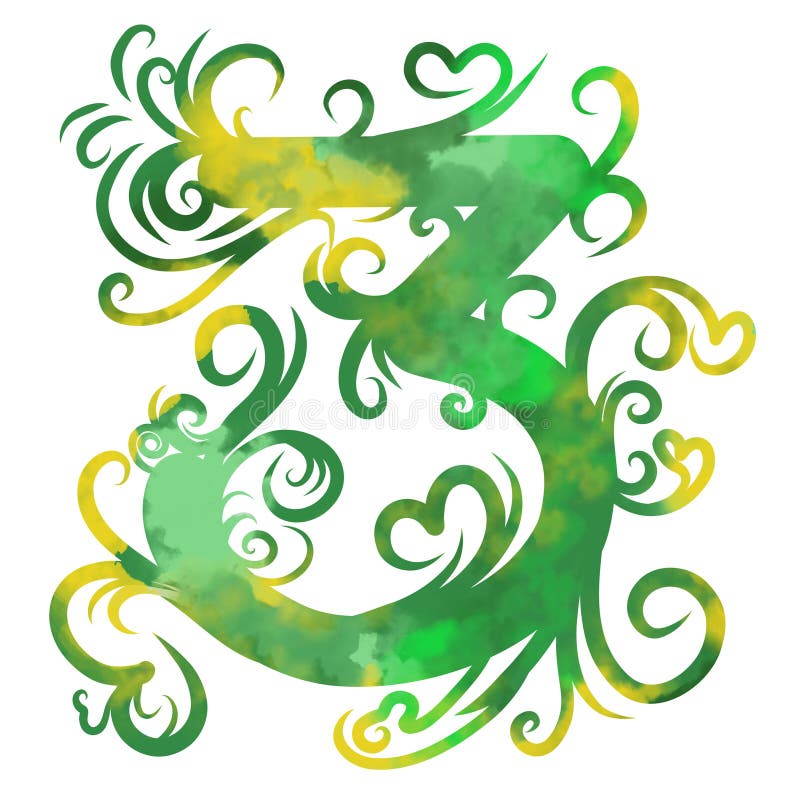 Green Vine Art Pattern Number 3 on a White Stock Illustration ...