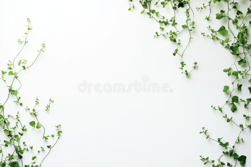 Green Vine Border on a White Background Stock Illustration ...