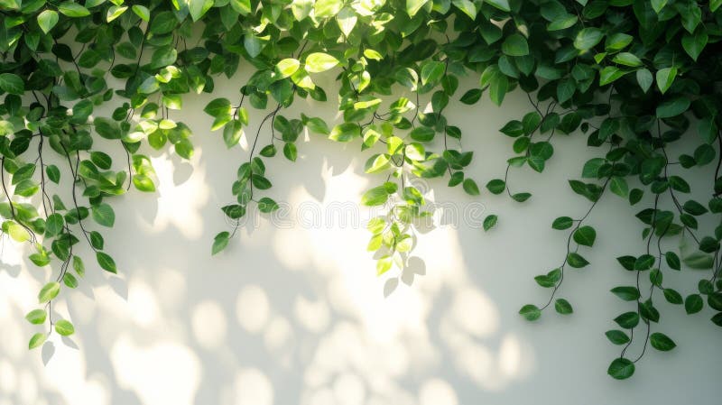 Green Vine Leaves on a White Wall Background Stock Illustration ...